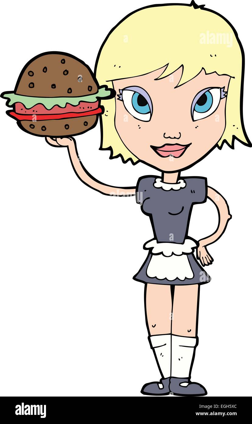 cartoon waitress with burger Stock Vector Image & Art - Alamy