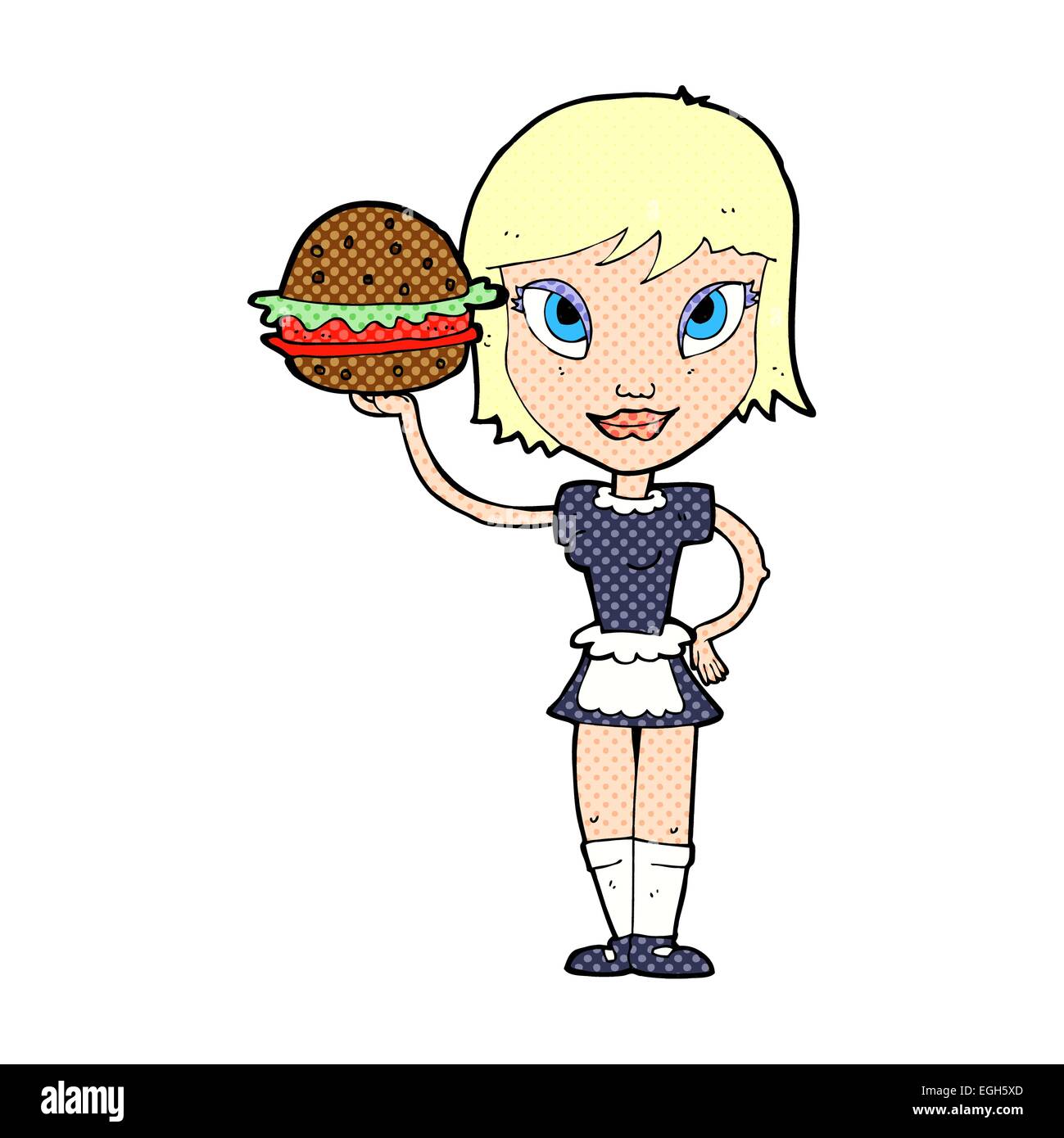 cartoon waitress with burger Stock Vector Image & Art - Alamy