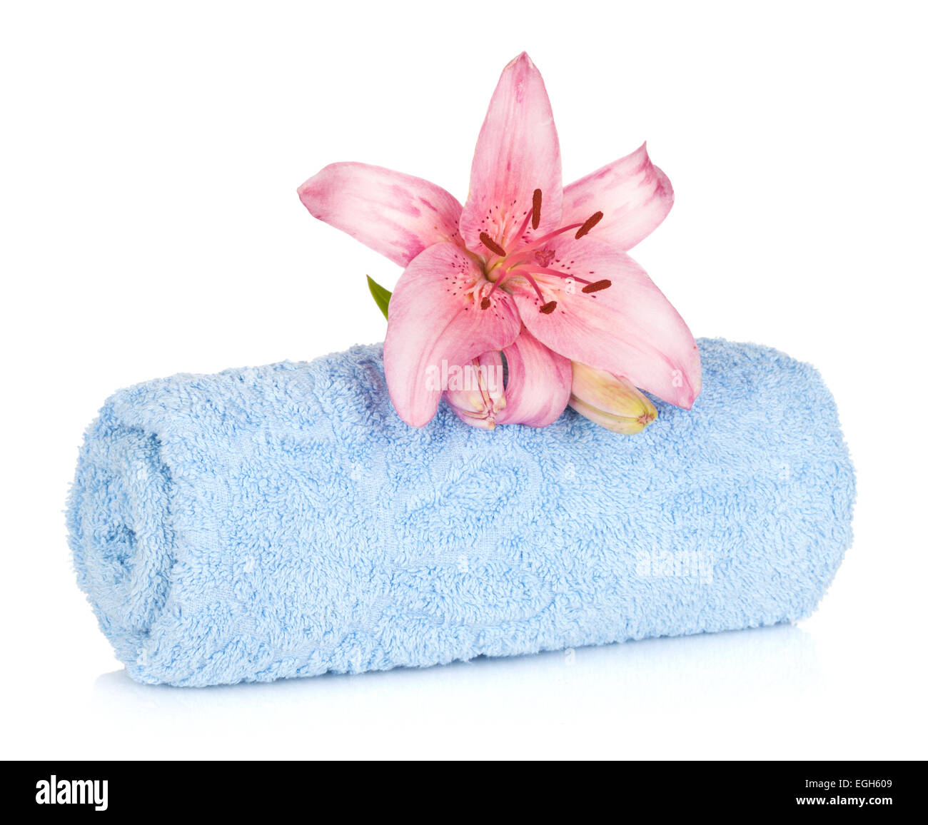 Spa setting with lily flower. Isolated on white background Stock Photo ...