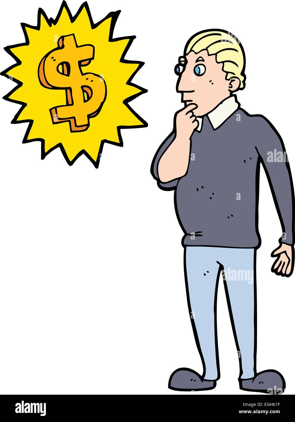 cartoon man thinking about making more money Stock Vector Image & Art ...