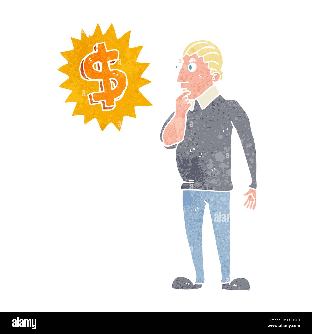 cartoon man thinking about making more money Stock Vector Image & Art ...