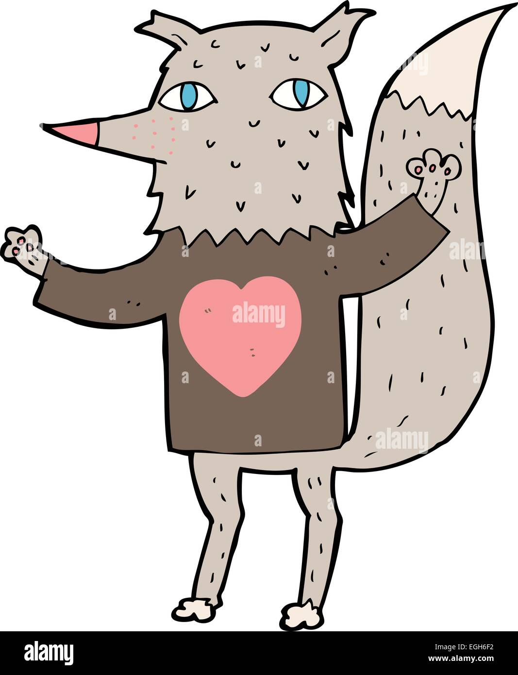 cartoon wolf with love heart tee Stock Vector Image & Art - Alamy