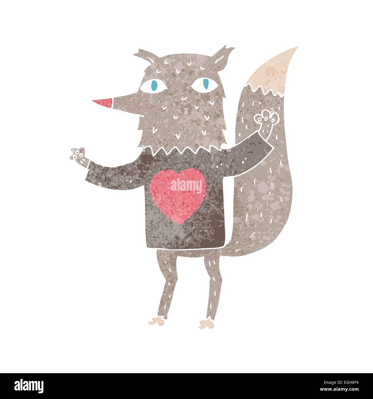 cartoon wolf with love heart tee Stock Vector Image & Art - Alamy
