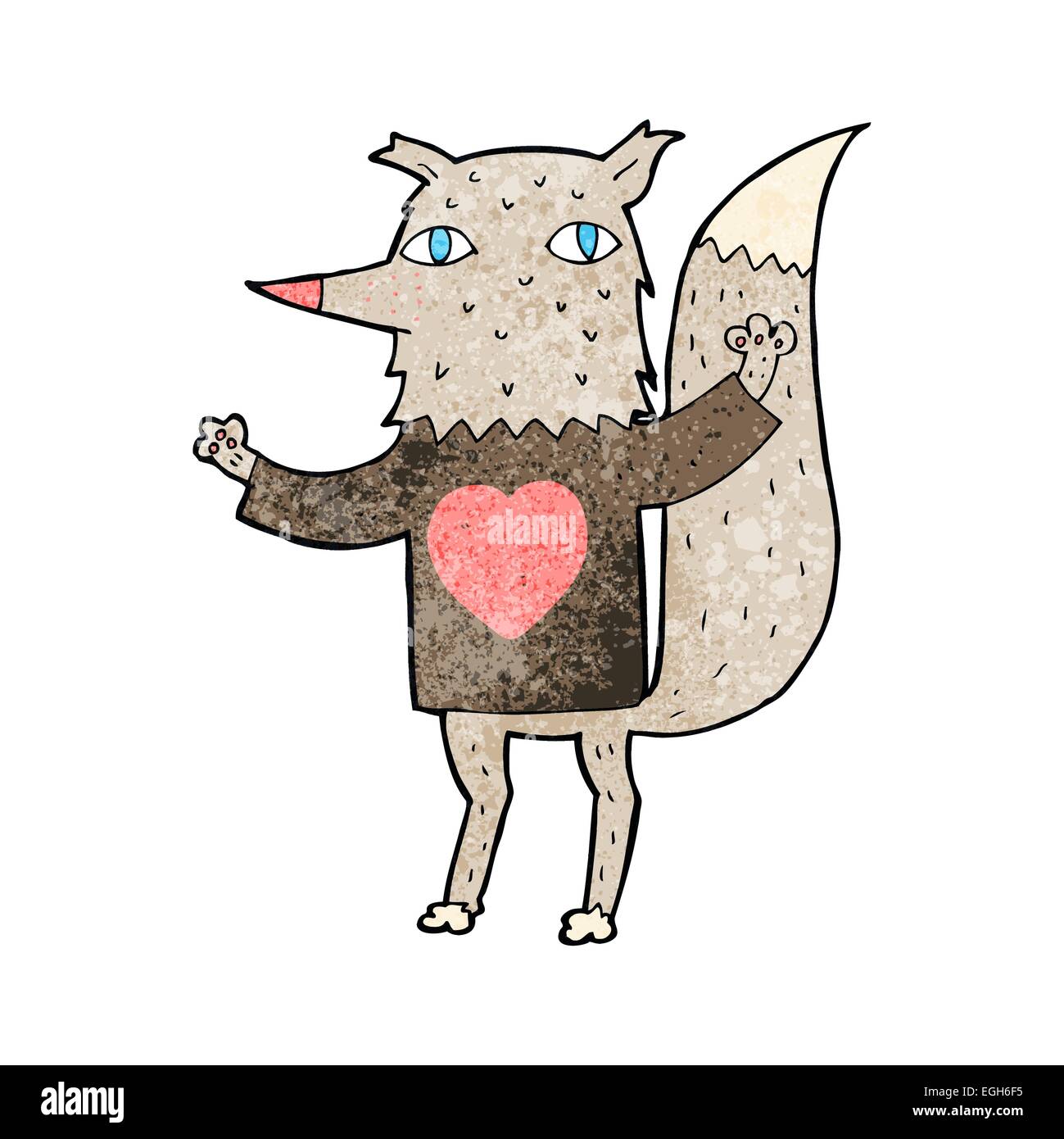 cartoon wolf with love heart tee Stock Vector Image & Art - Alamy