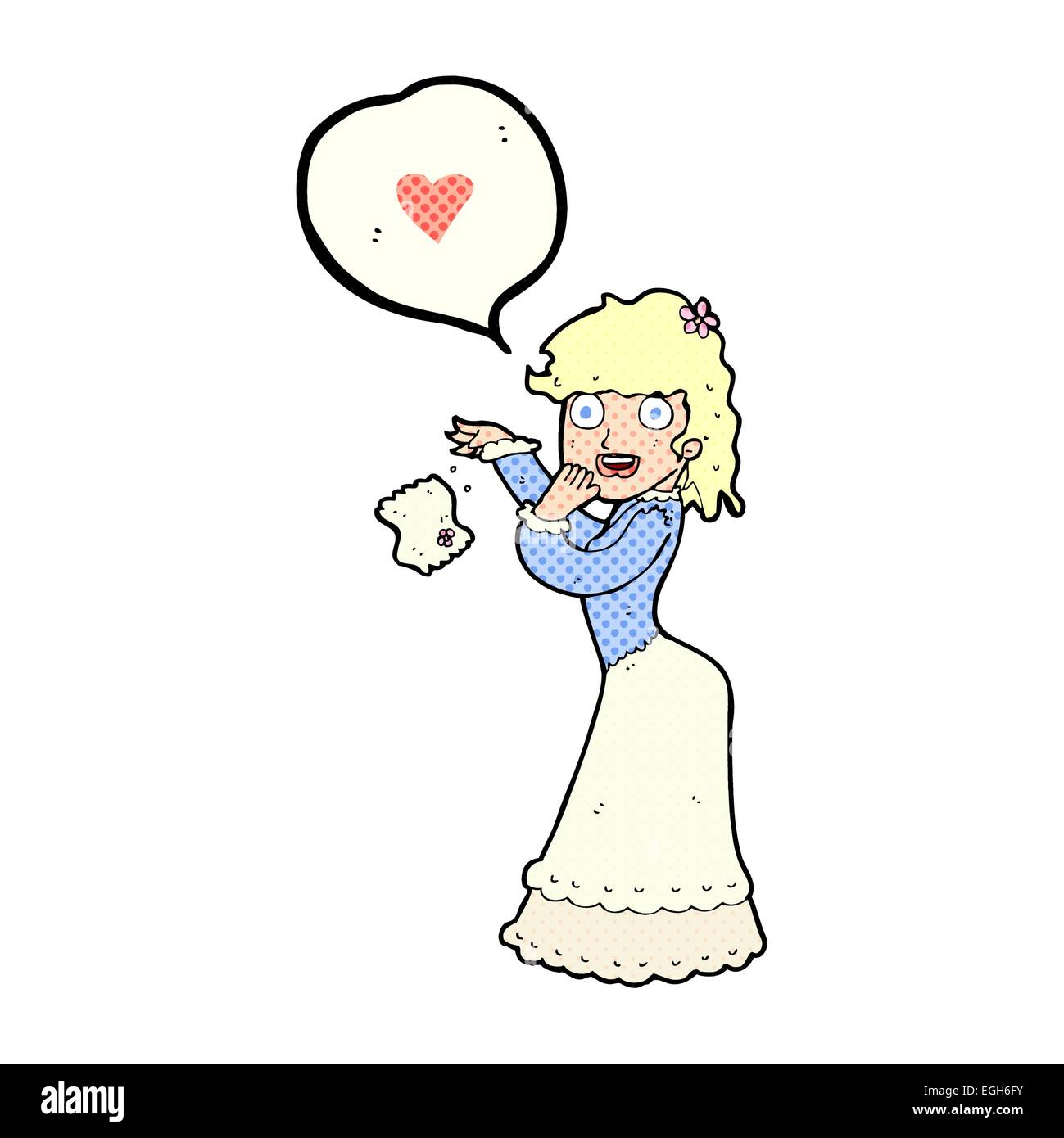 cartoon victorian woman dropping handkerchief as favour Stock Vector ...