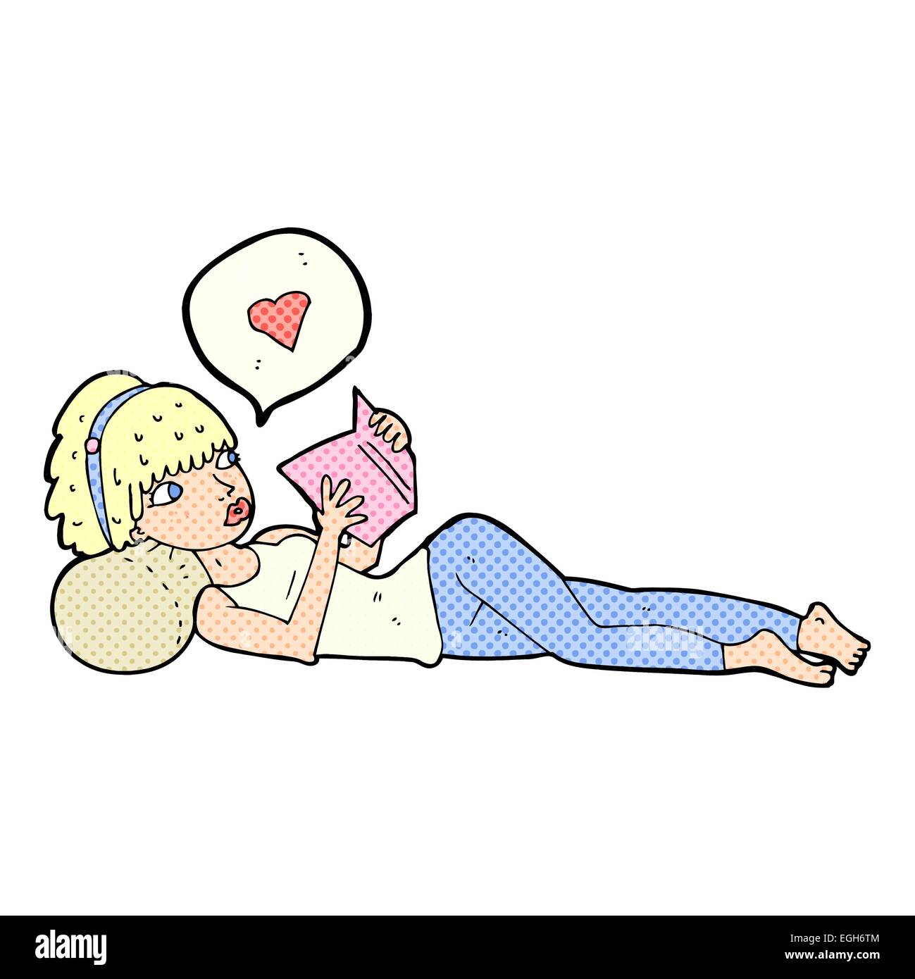 cartoon woman loving reading her book Stock Vector Image & Art - Alamy