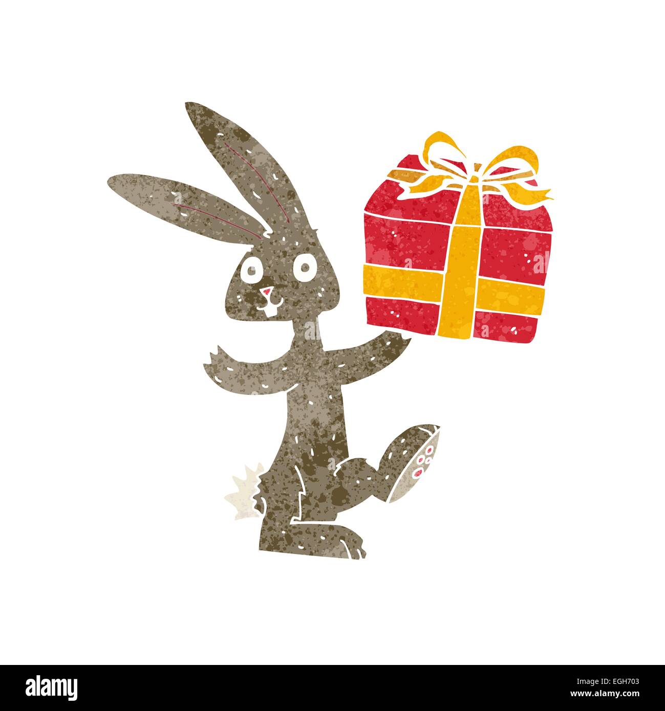 cartoon rabbit with christmas present Stock Vector Image & Art - Alamy