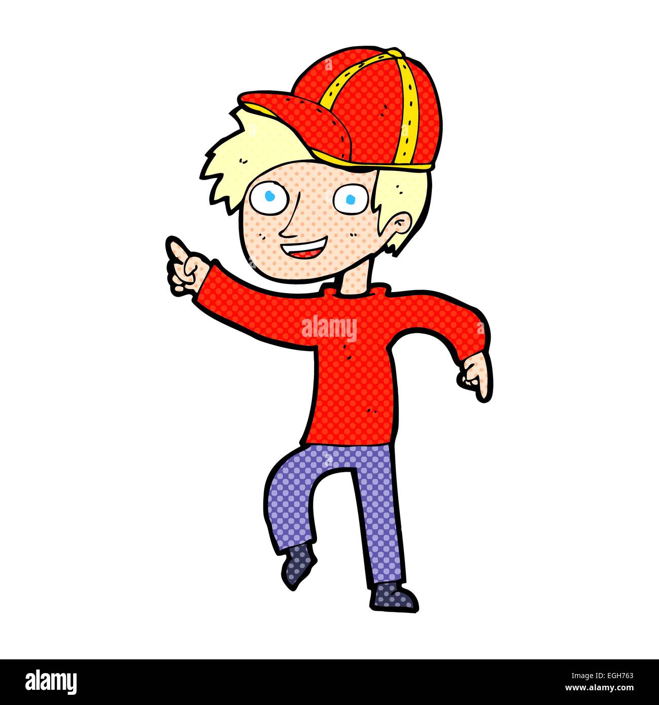 cartoon boy wearing cap pointing Stock Vector Image & Art - Alamy