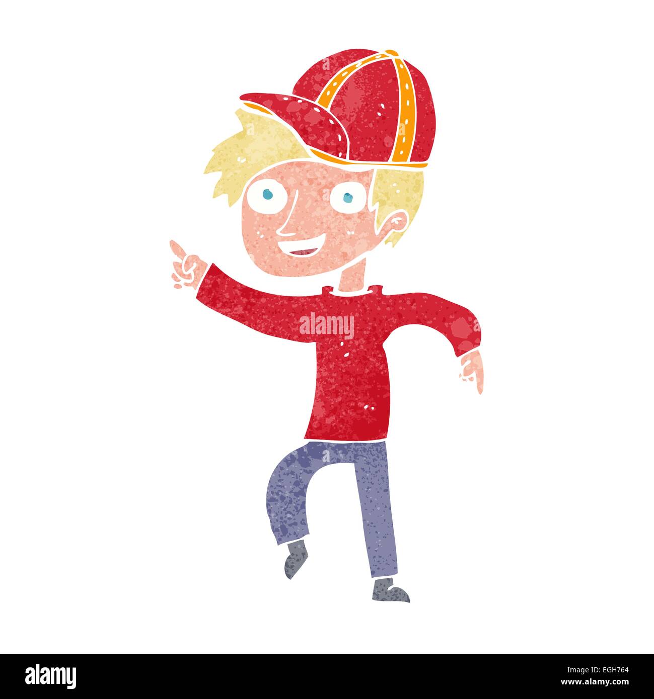 cartoon boy wearing cap pointing Stock Vector Image & Art - Alamy