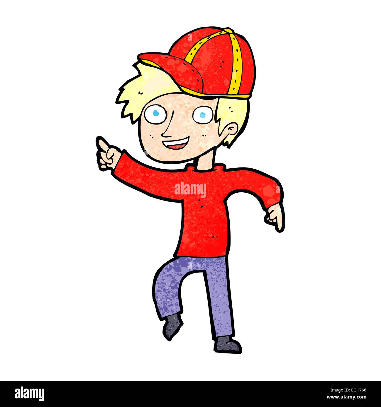 cartoon boy wearing cap pointing Stock Vector Image & Art - Alamy