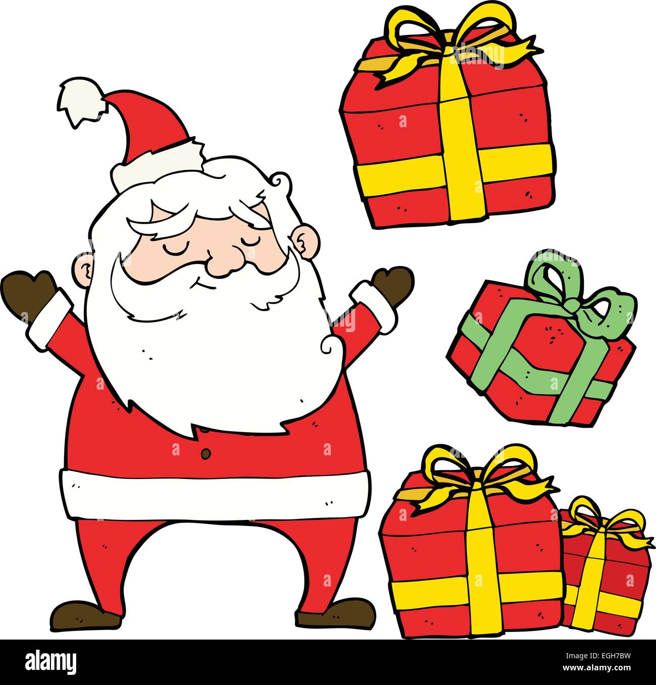 cartoon santa claus with presents Stock Vector Image & Art - Alamy