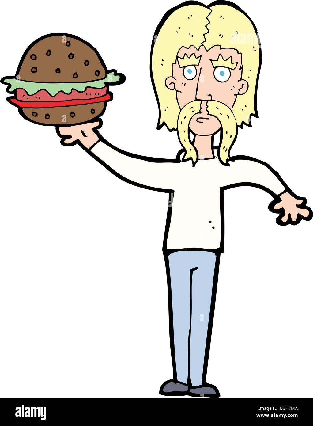 cartoon man with burger Stock Vector Image & Art - Alamy