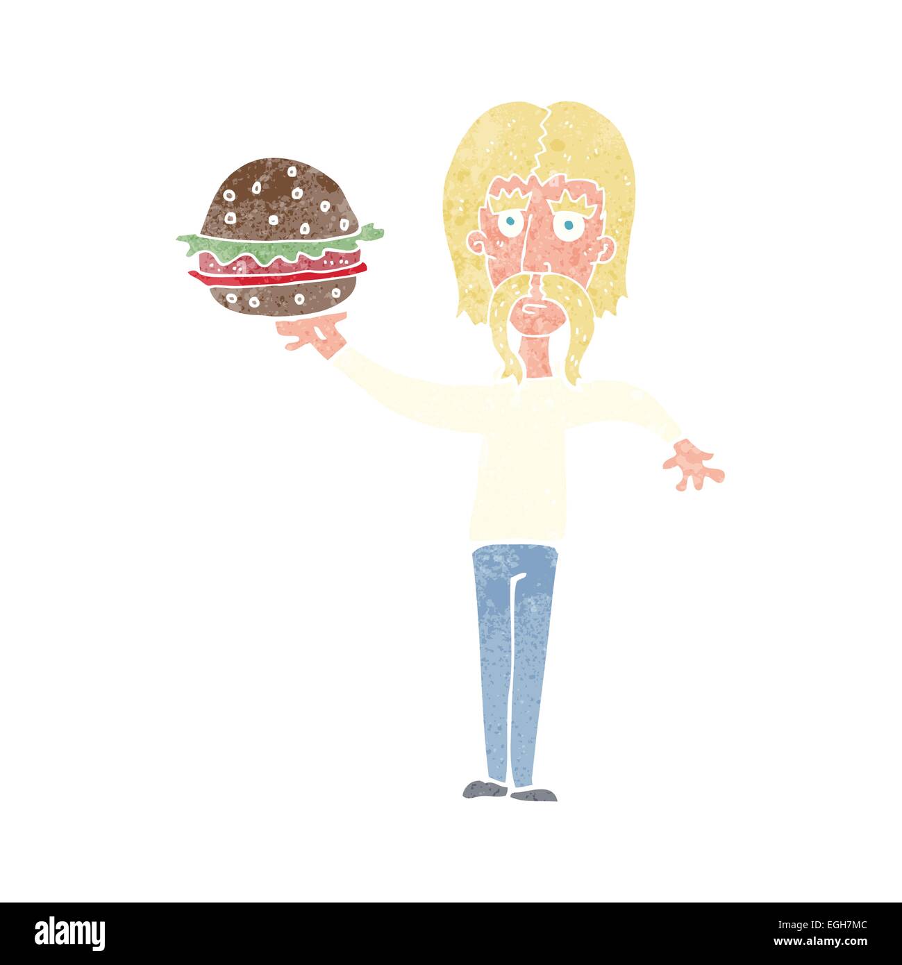 cartoon man with burger Stock Vector Image & Art - Alamy