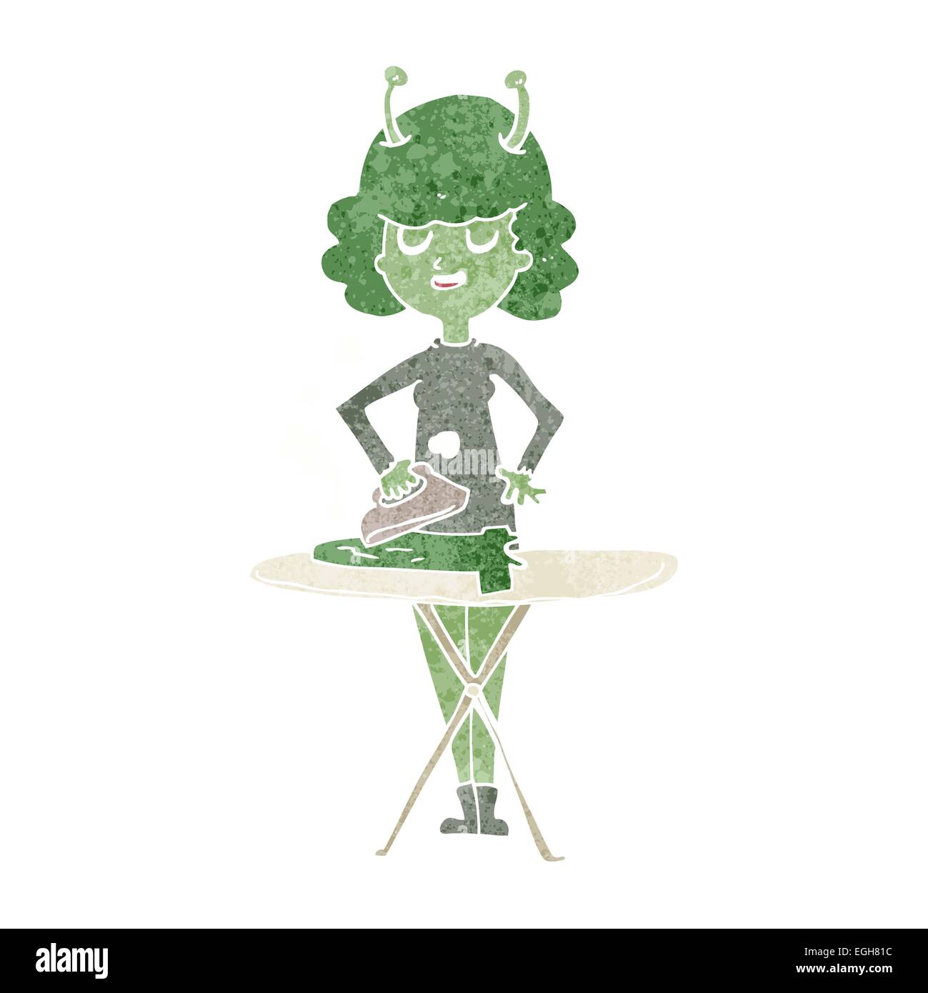 Cartoon alien woman ironing Stock Vector Images - Alamy