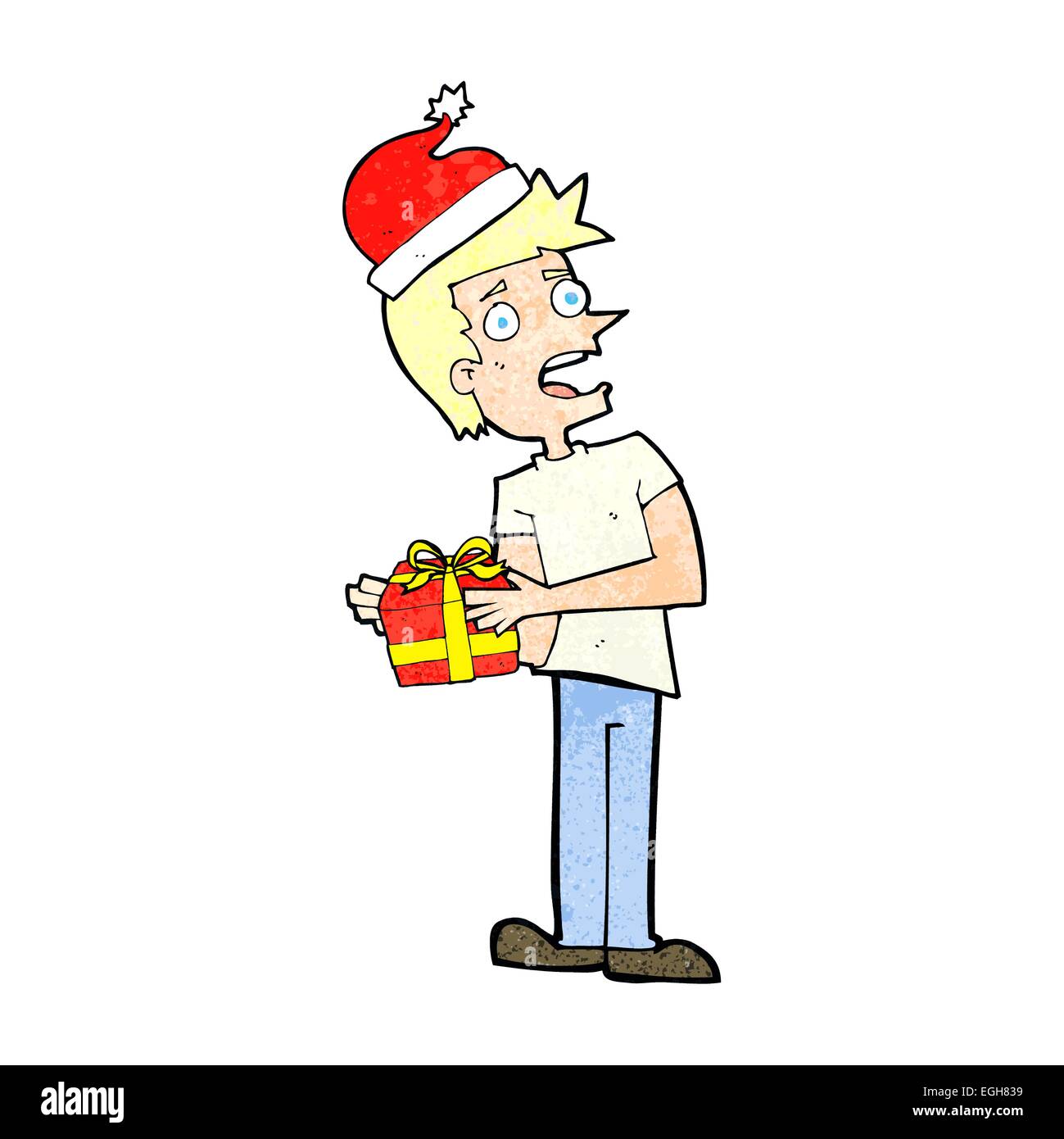 cartoon man holding a christmas present Stock Vector Image & Art - Alamy
