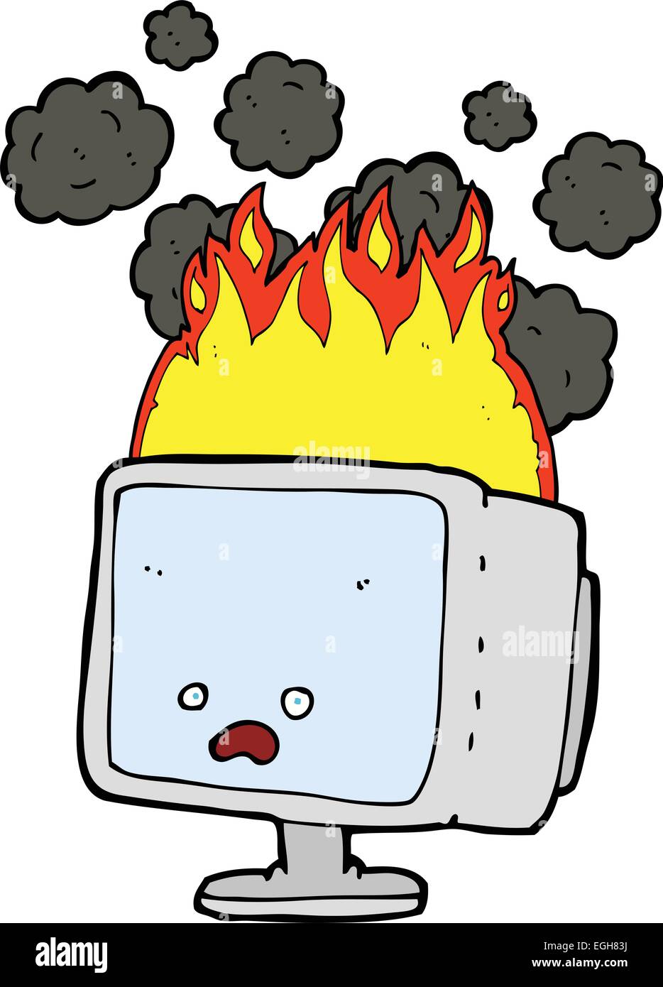 cartoon burning computer screen Stock Vector Image & Art - Alamy