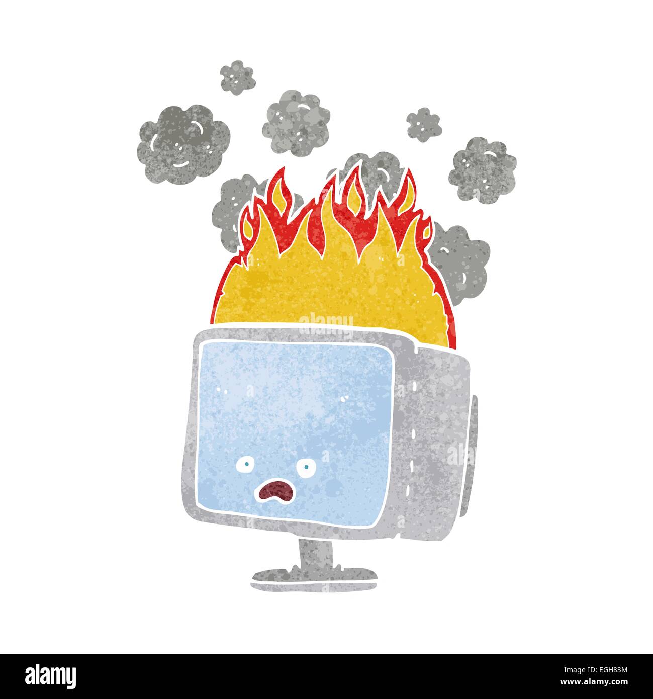 cartoon burning computer screen Stock Vector Image & Art - Alamy
