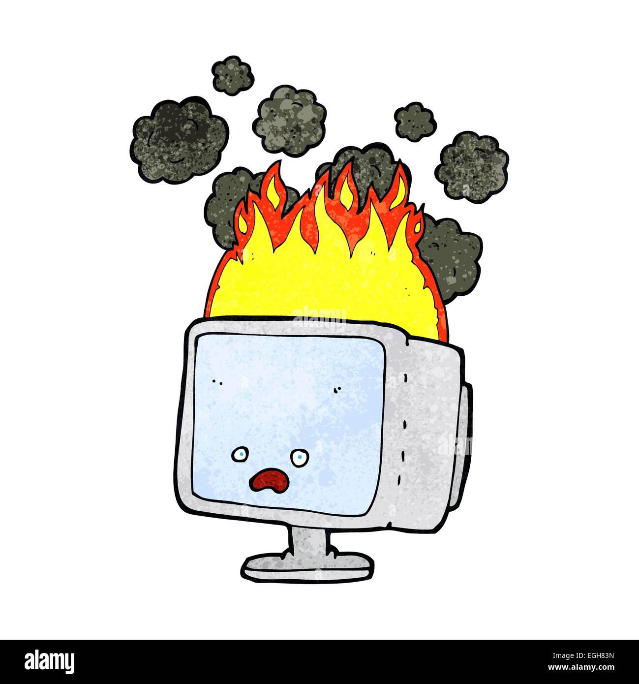 cartoon burning computer screen Stock Vector Image & Art - Alamy