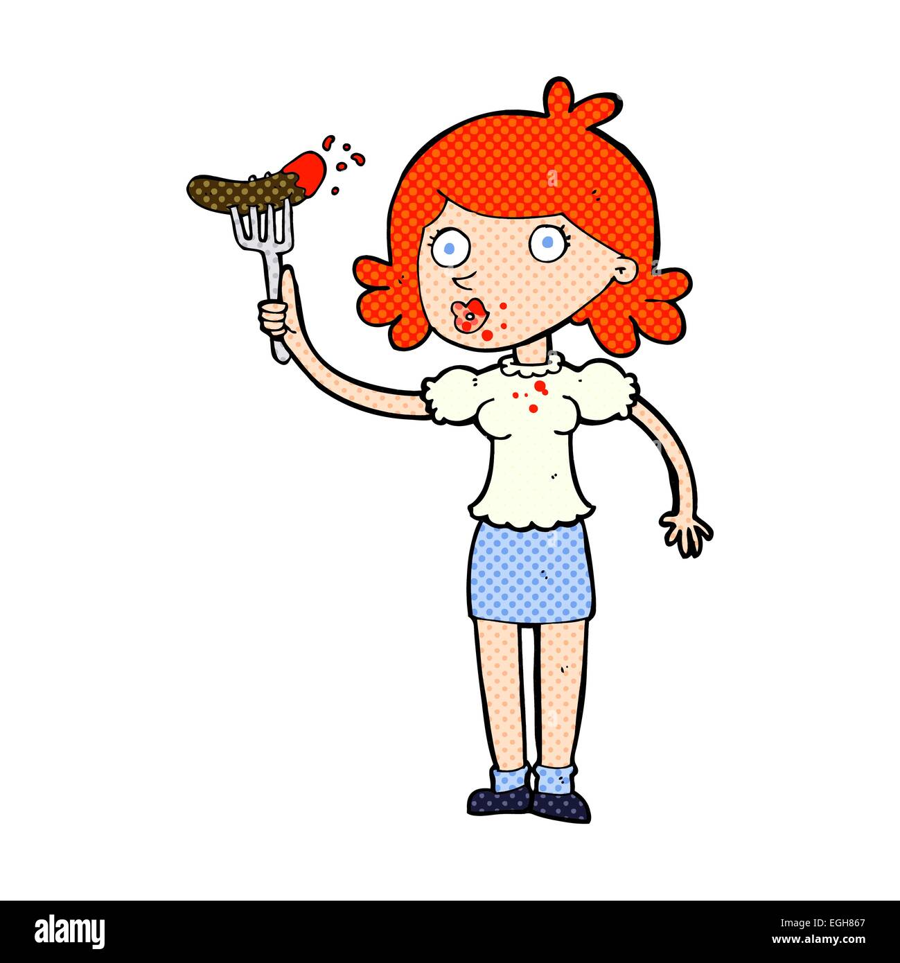 Cartoon woman eating sausage hi-res stock photography and images - Alamy
