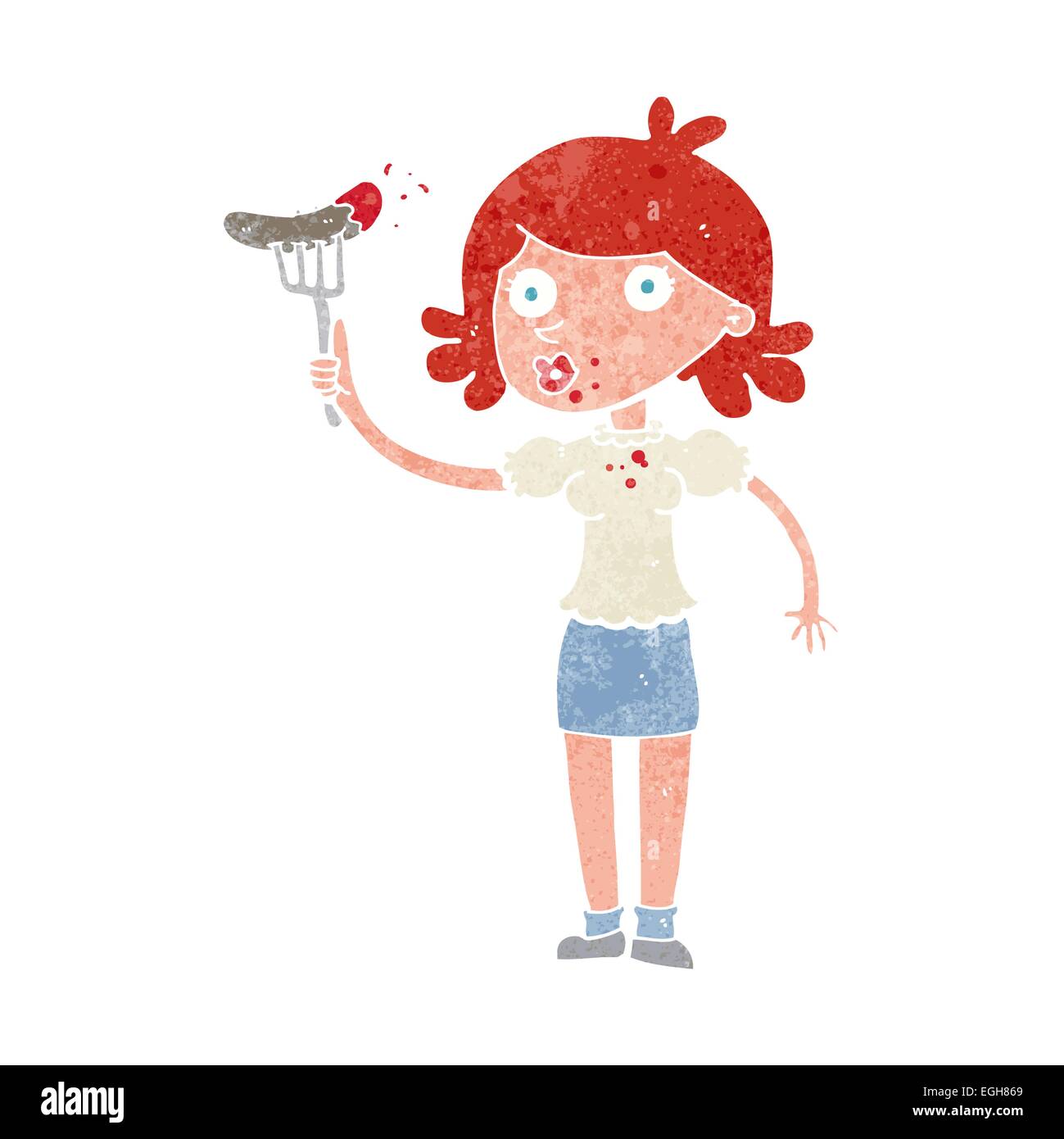 cartoon woman eating sausage Stock Vector Image & Art - Alamy