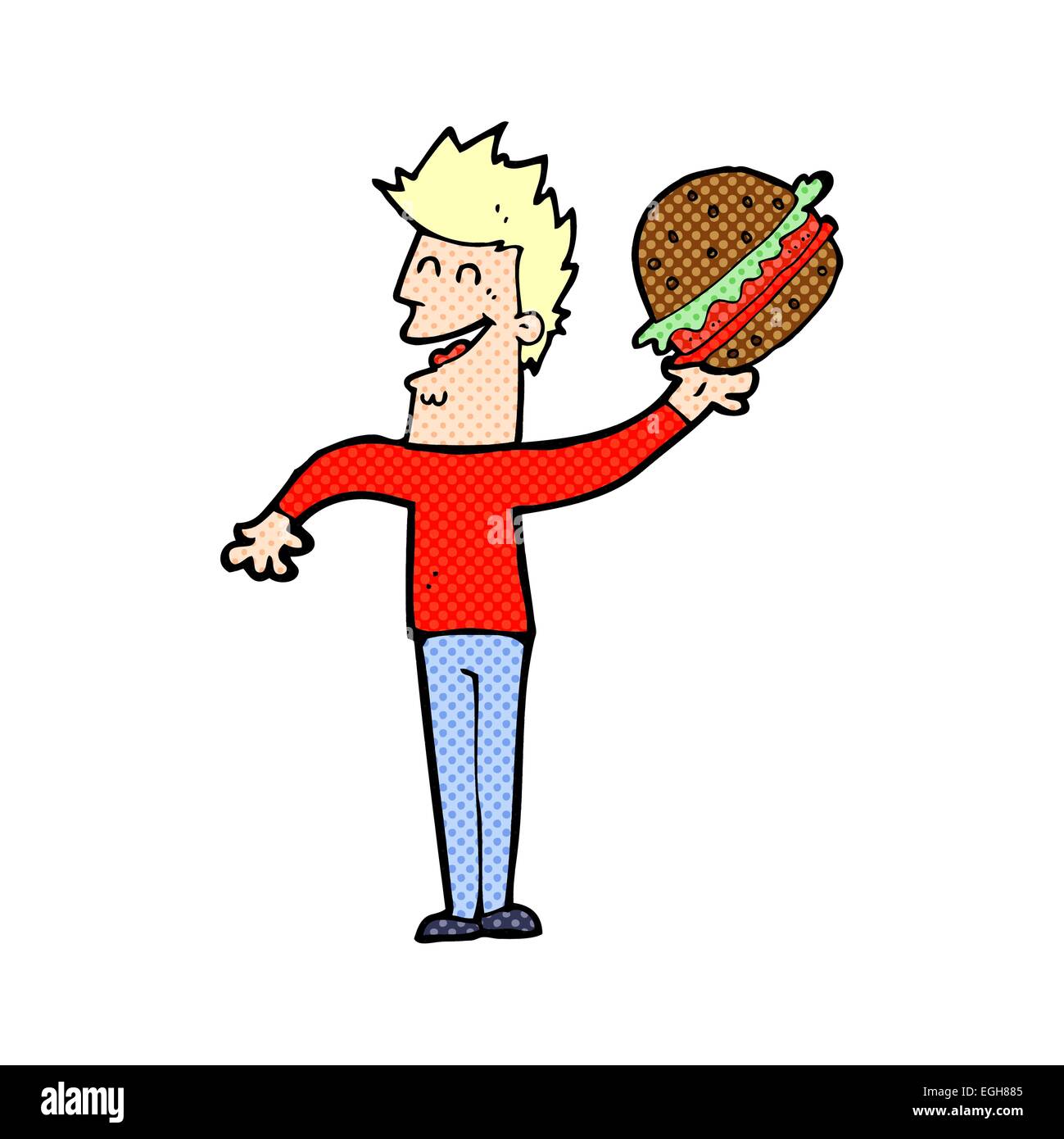 cartoon man with burger Stock Vector Image & Art - Alamy