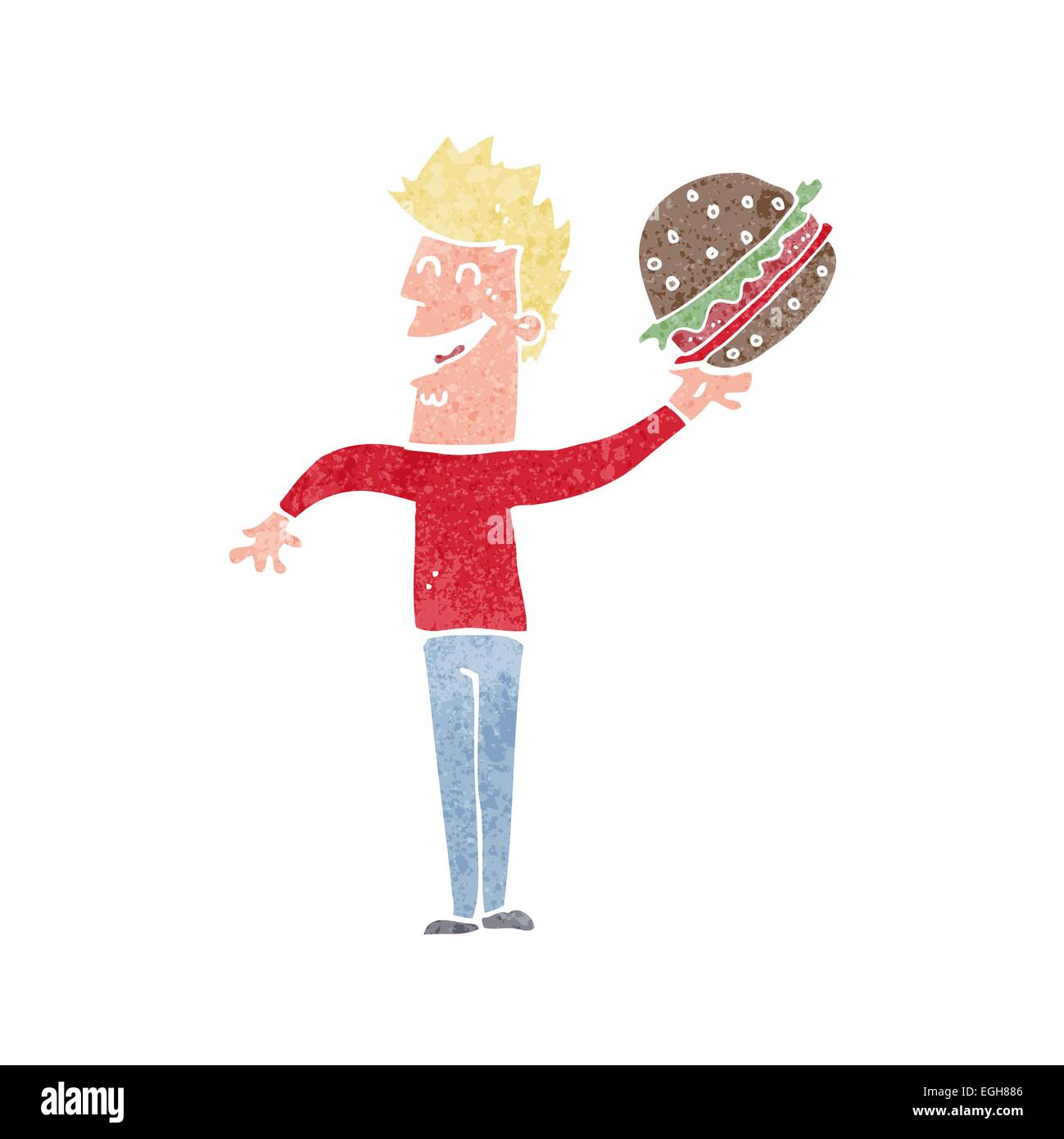 cartoon man with burger Stock Vector Image & Art - Alamy