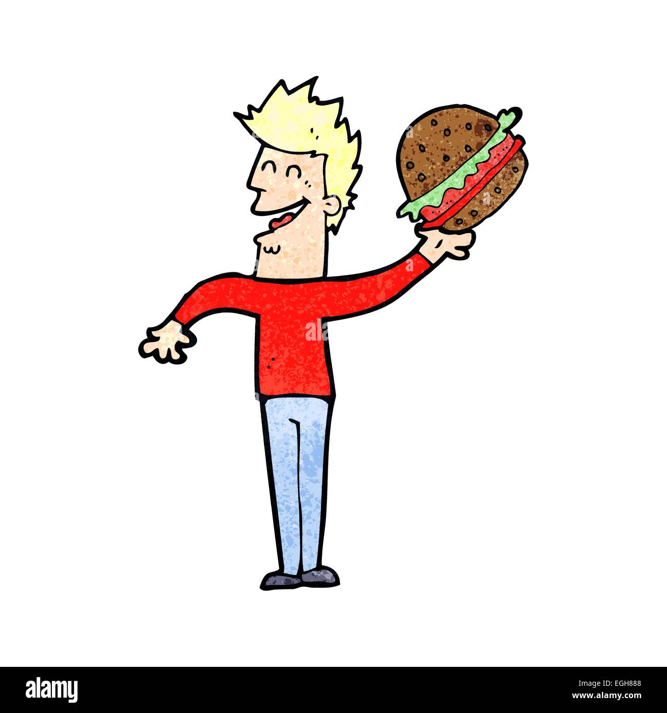 cartoon man with burger Stock Vector Image & Art - Alamy