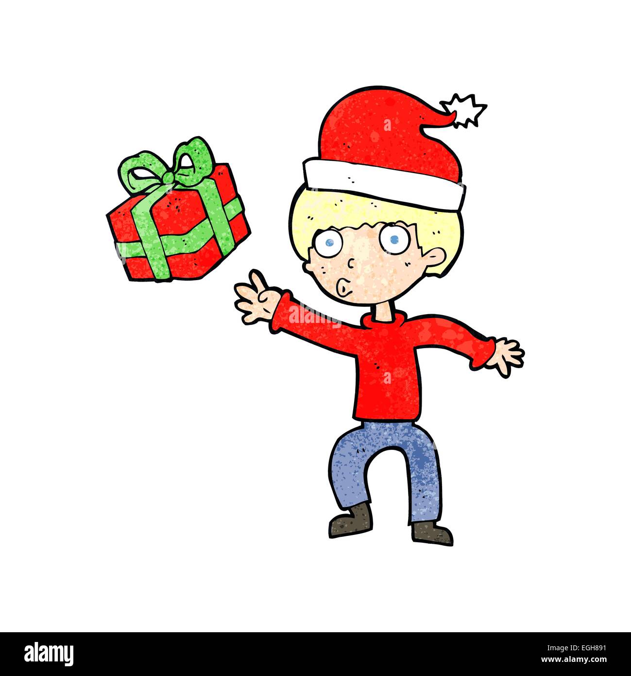 cartoon boy with christmas present Stock Vector Image & Art - Alamy