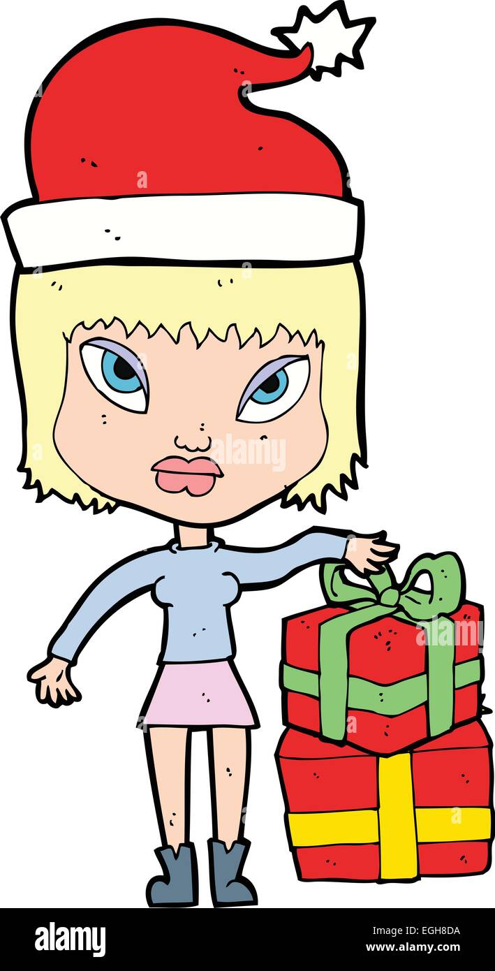 cartoon woman with present Stock Vector Image & Art - Alamy