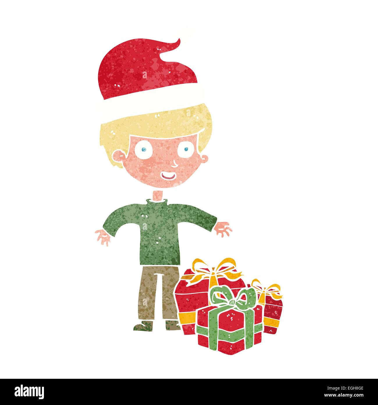 cartoon boy with christmas present Stock Vector Image & Art - Alamy