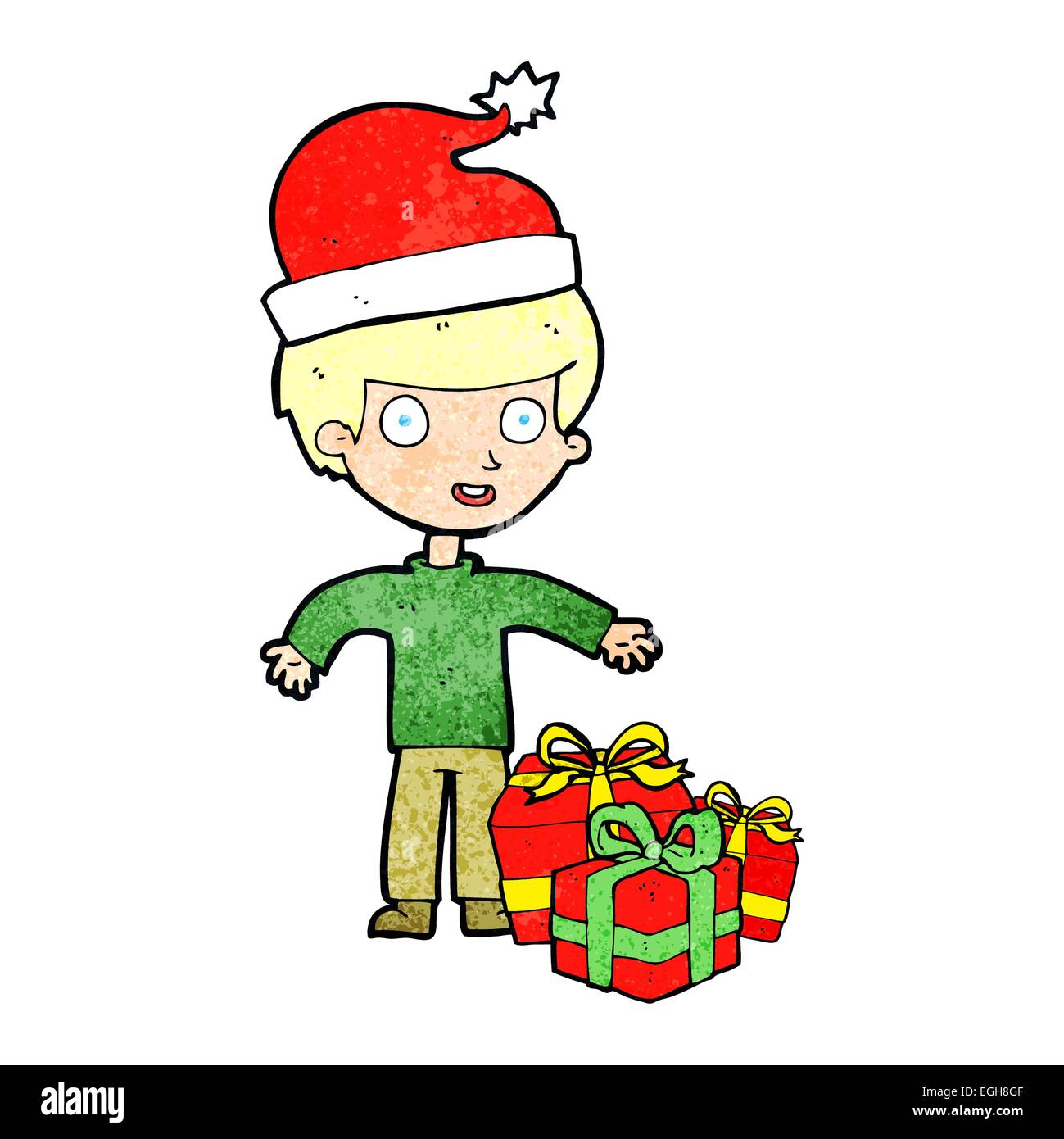 cartoon boy with christmas present Stock Vector Image & Art - Alamy