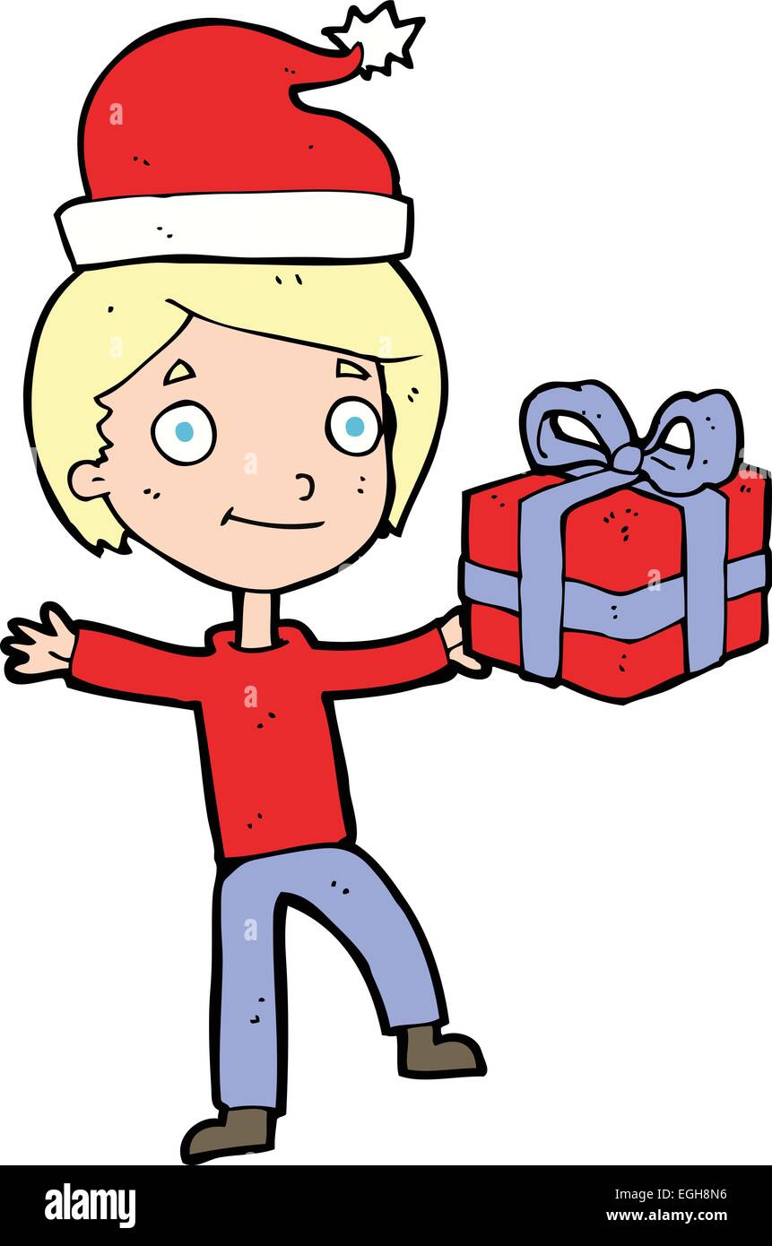 cartoon boy with present Stock Vector Image & Art - Alamy