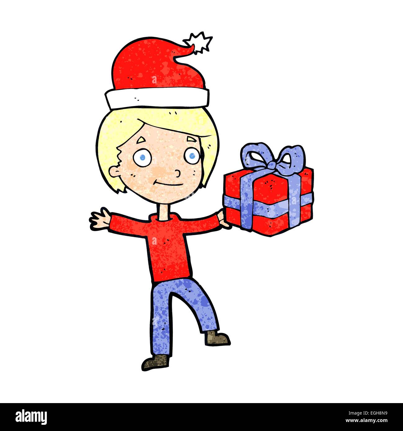 cartoon boy with present Stock Vector Image & Art - Alamy