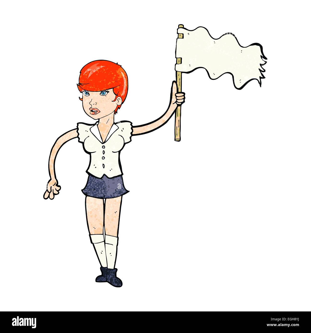 cartoon woman waving white flag Stock Vector Image & Art - Alamy