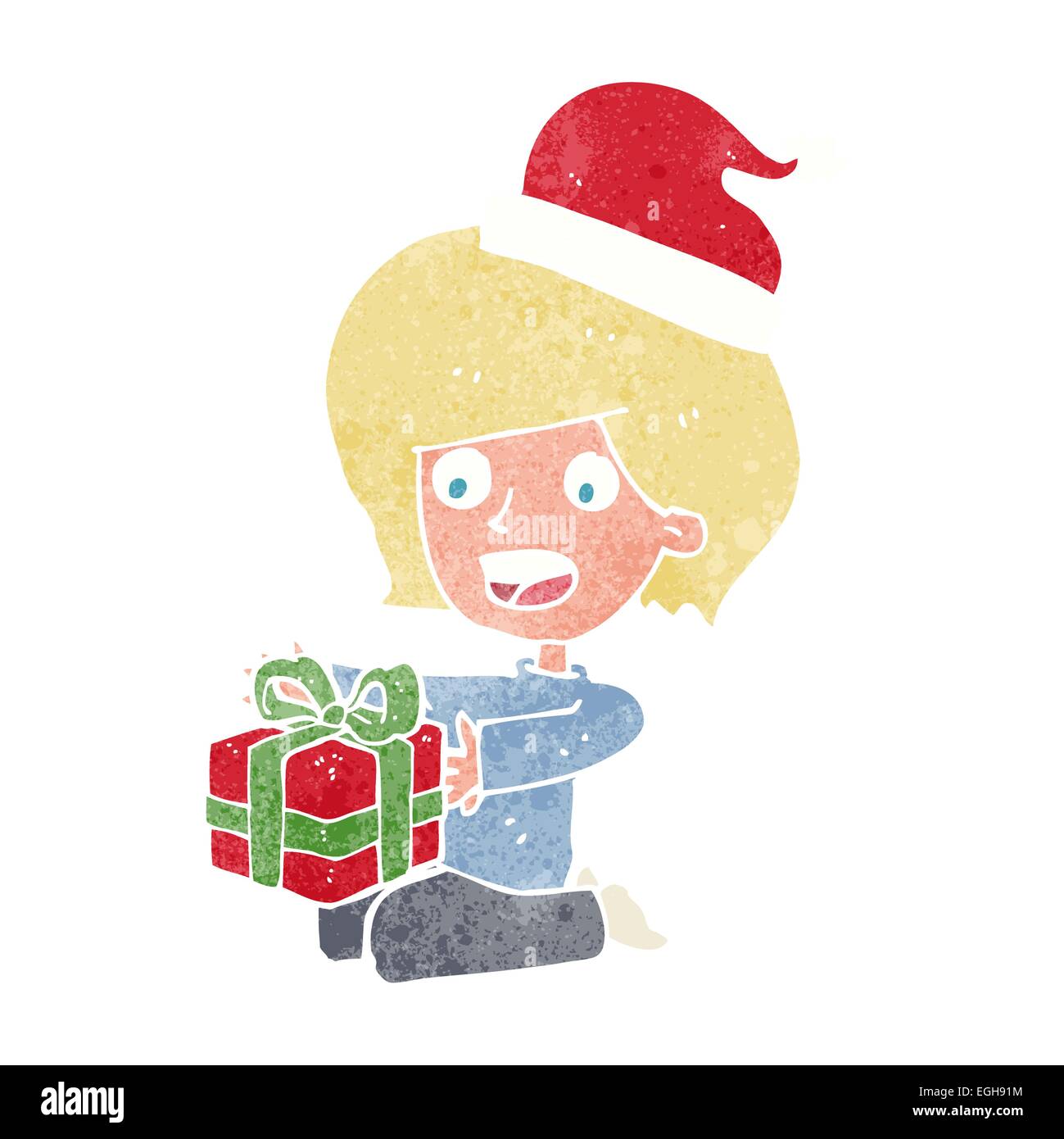 Girl opening christmas Stock Vector Images - Alamy