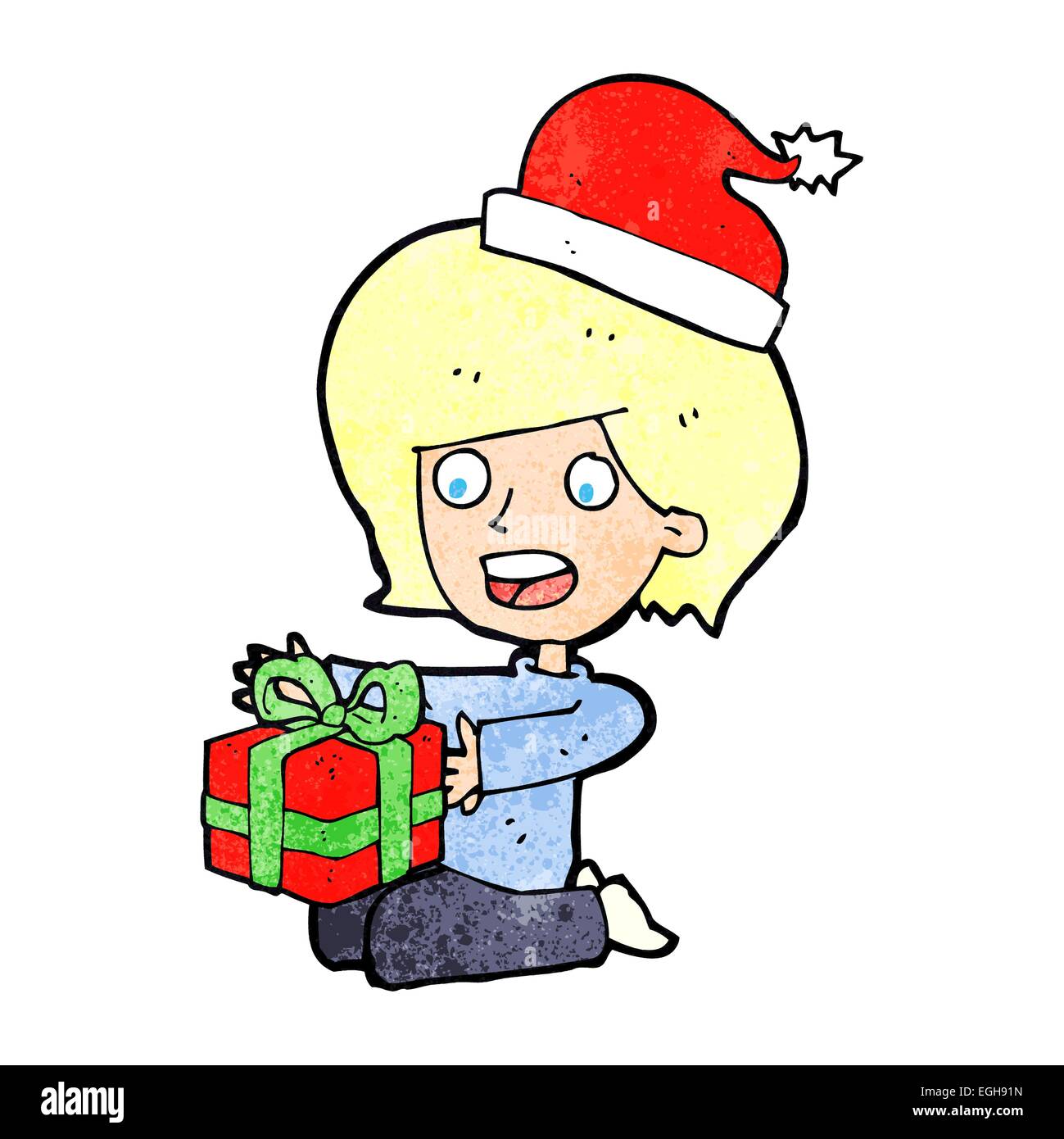 Girl opening christmas Stock Vector Images - Alamy