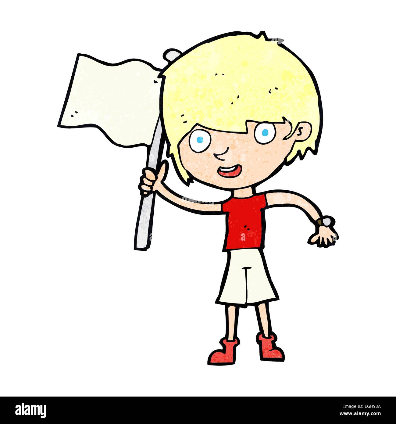 cartoon boy with white flag Stock Vector Image & Art - Alamy
