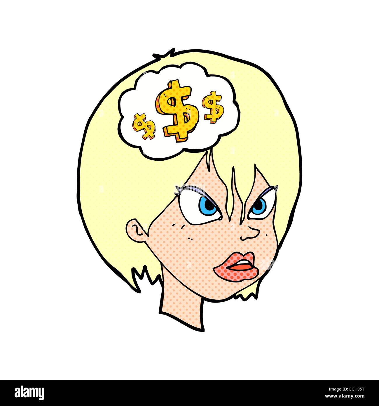 cartoon woman thinking about money Stock Vector Image & Art - Alamy