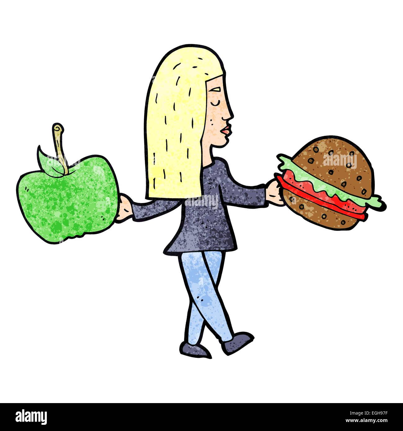 cartoon woman deciding to eat healthy Stock Vector Image & Art - Alamy