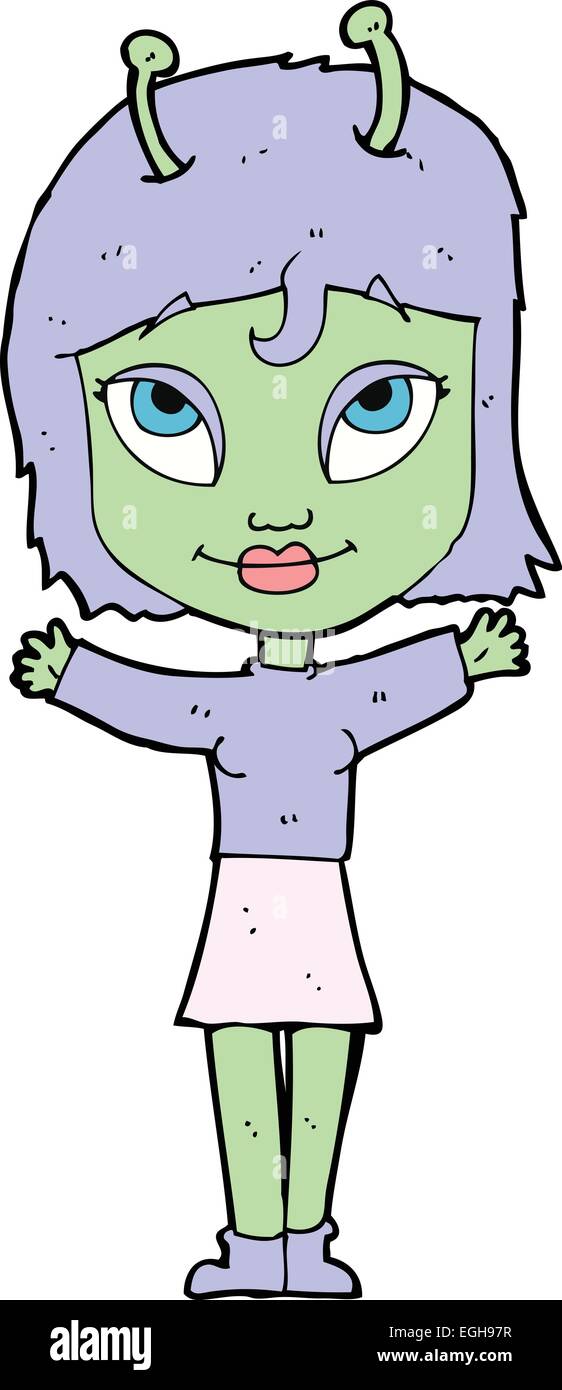 cartoon alien girl Stock Vector Image & Art - Alamy