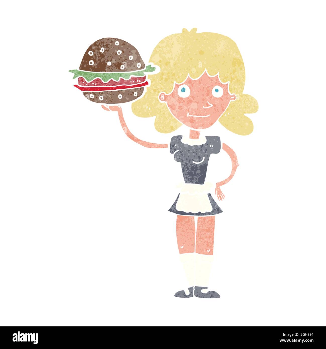 cartoon waitress with burger Stock Vector Image & Art - Alamy