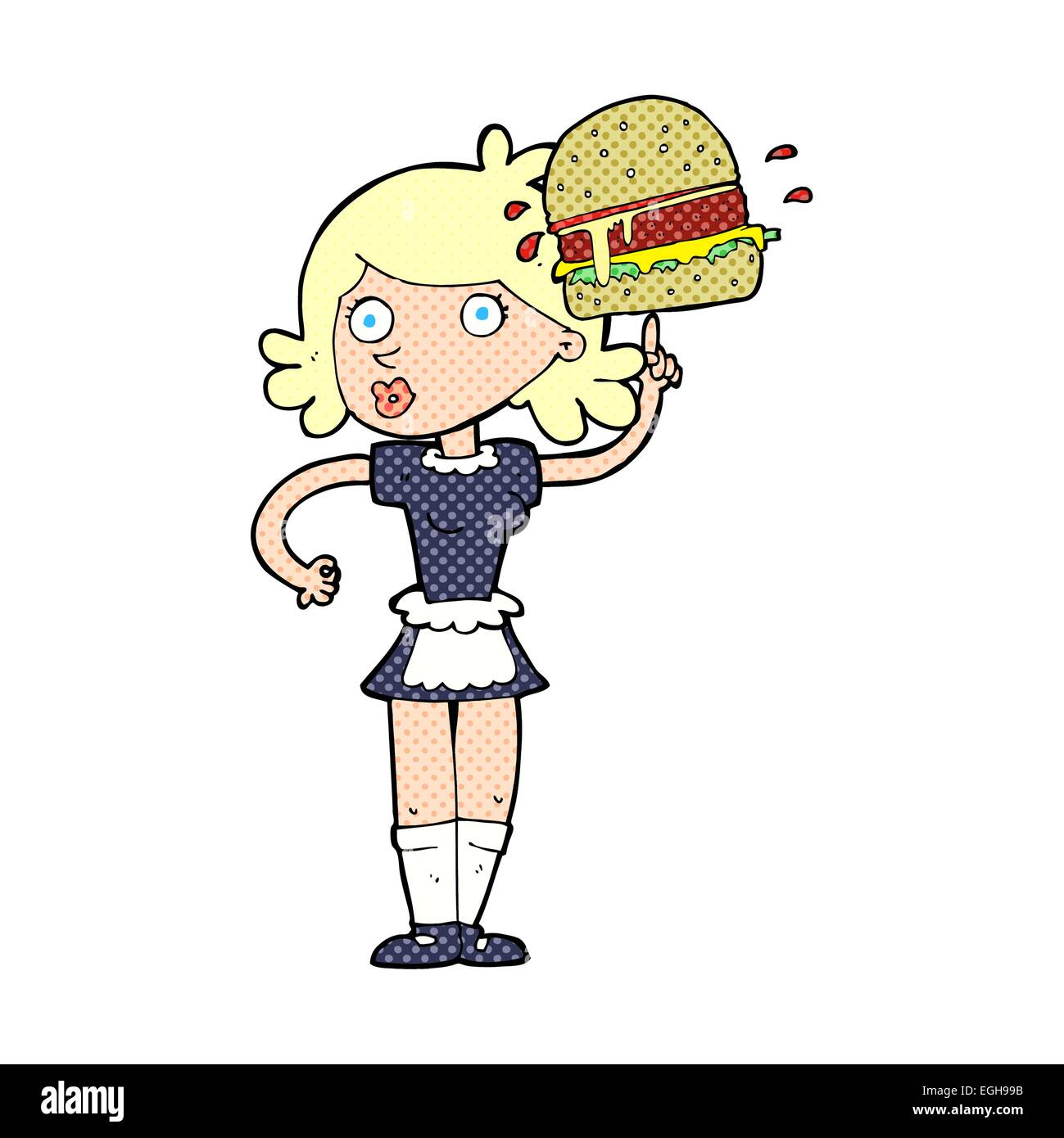 cartoon waitress with burger Stock Vector Image & Art - Alamy