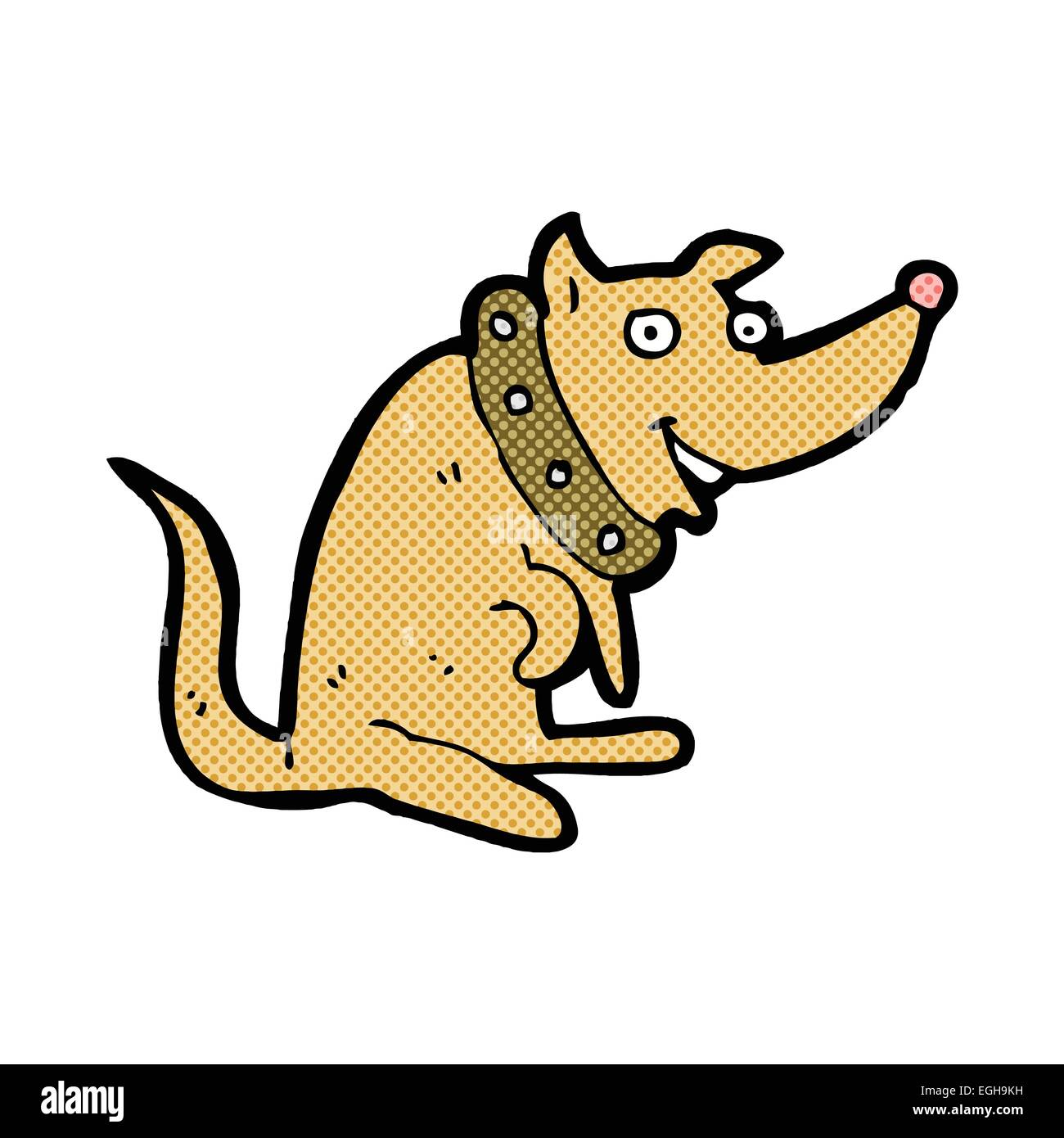 retro comic book style cartoon happy dog in big collar Stock Vector ...