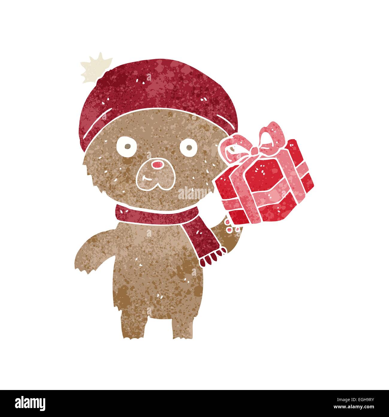 cartoon christmas teddy bear with present Stock Vector Image & Art - Alamy