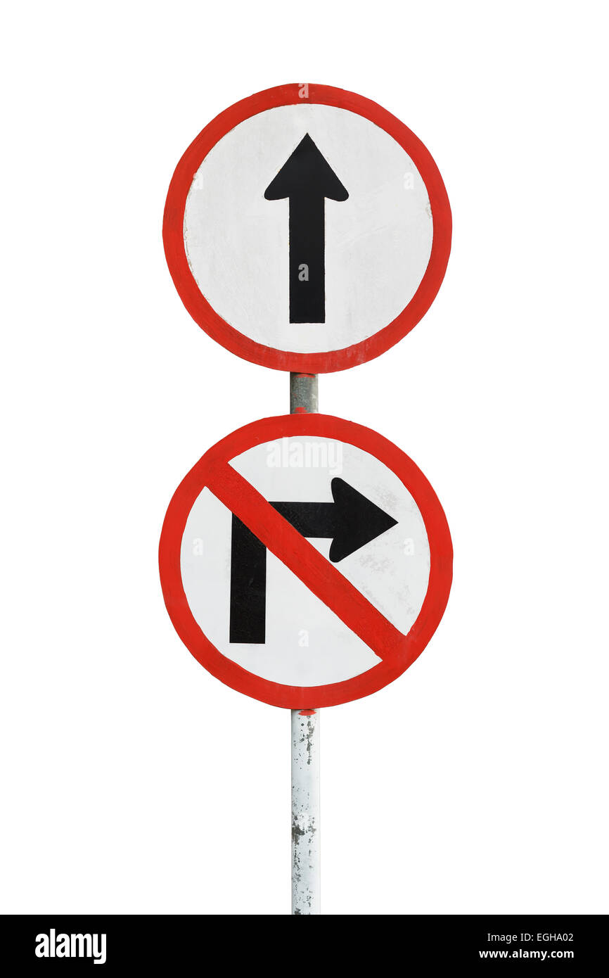 Metal traffic sign isolated on white background Stock Photo - Alamy