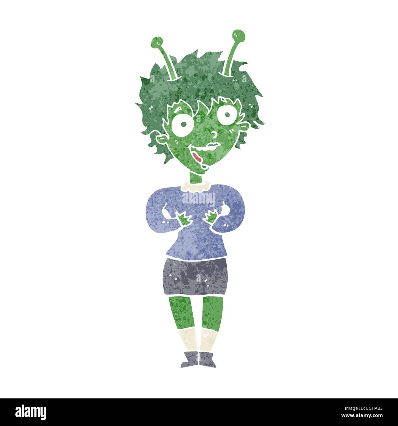 cartoon happy alien woman Stock Vector Image & Art - Alamy
