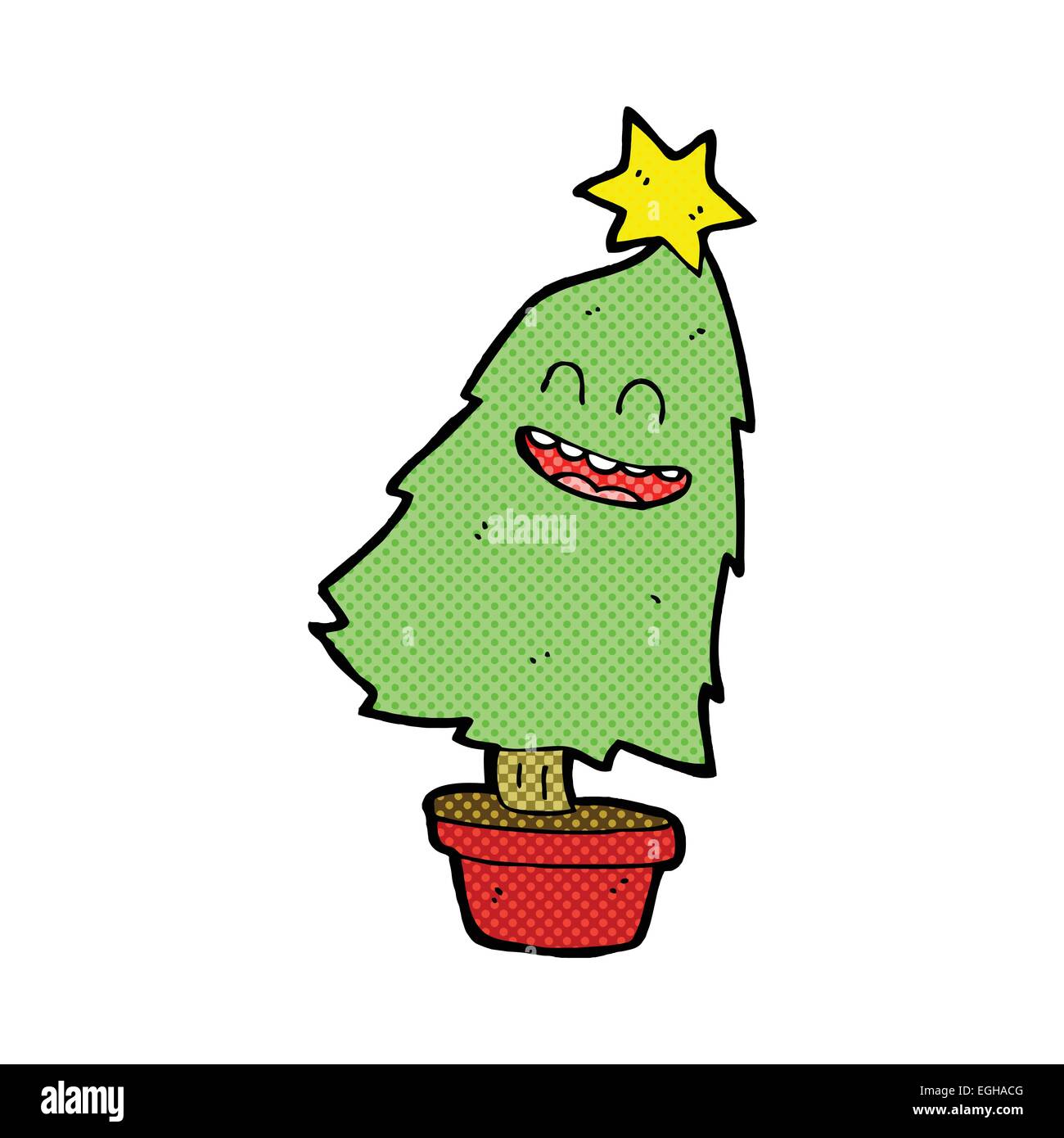 retro comic book style cartoon dancing christmas tree Stock Vector ...