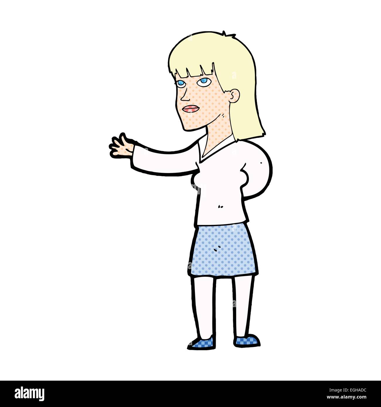 retro comic book style cartoon woman explaining Stock Vector Image ...