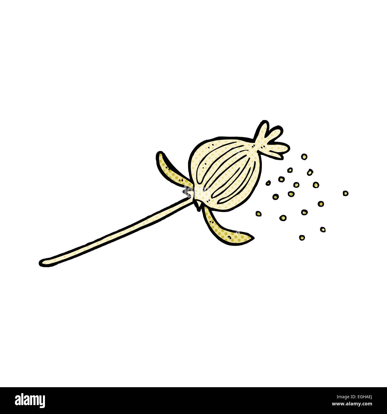 retro comic book style cartoon dried poppy flower Stock Vector Image ...