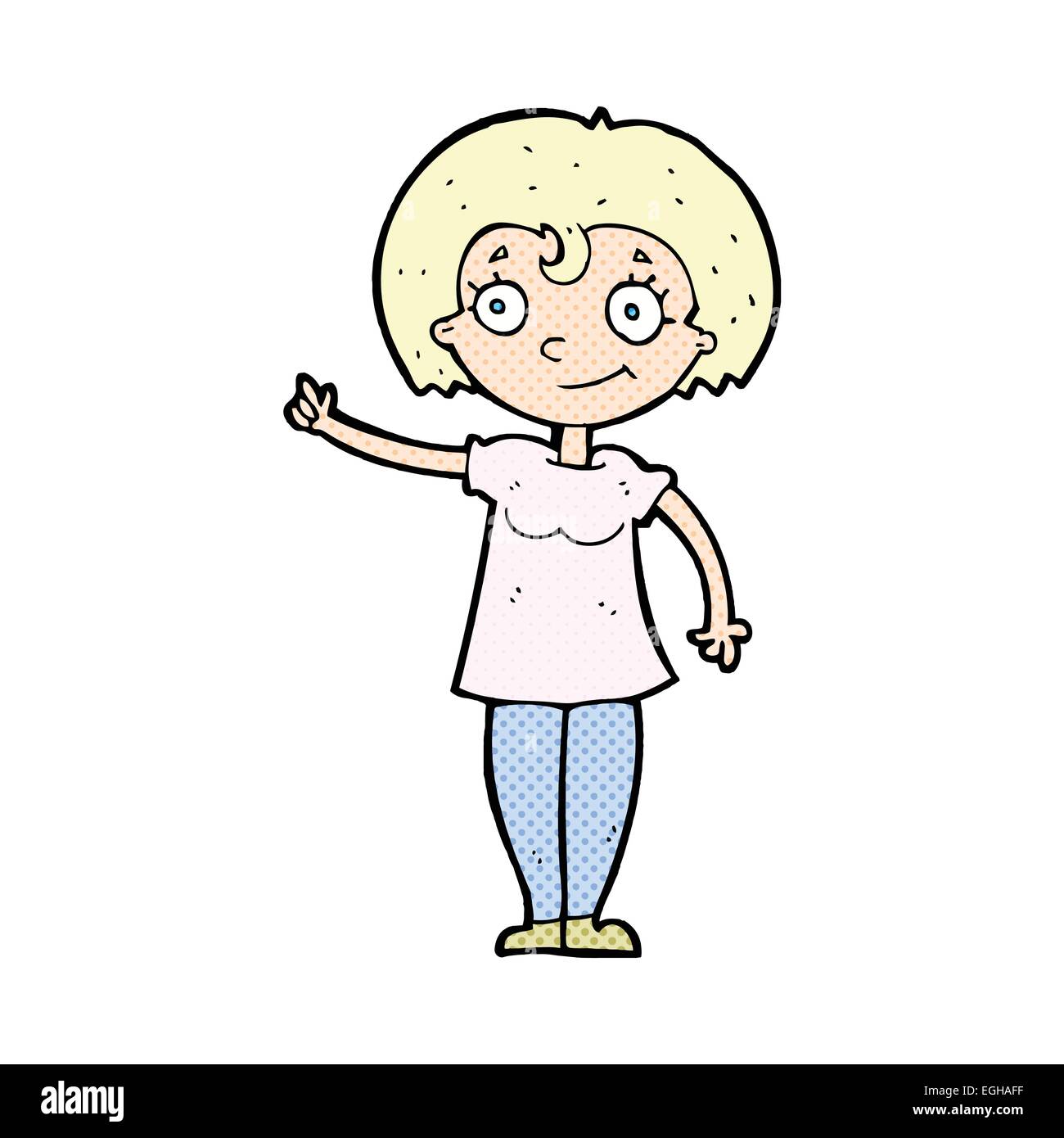 retro comic book style cartoon happy woman pointing Stock Vector Image ...